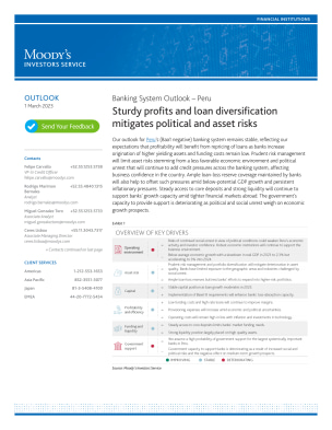 Banking System Outlook – Peru Sturdy profits and loan diversification ...