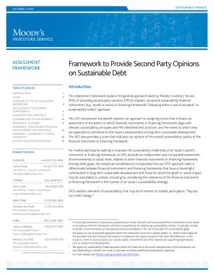 Framework to Provide Second Party Opinions on Sustainable Debt | Moody's Events