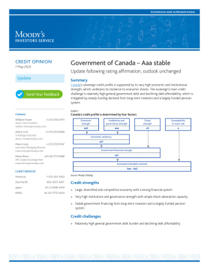Government of Canada – Aaa stable: Update following rating affirmation ...
