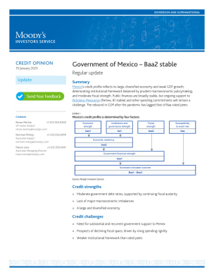 Government of Mexico – Baa2 stable | Moody's Events