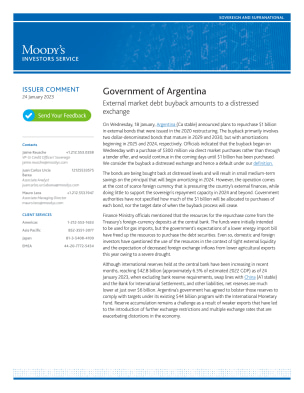 Government of Argentina External market debt buyback amounts to a ...