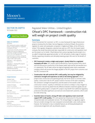 Ofwat's DPC framework – construction risk will weigh on project credit ...