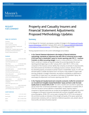 Property and Casualty Insurers and Financial Statement Adjustments: Proposed Met... | Moody's Events