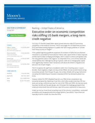 Executive order on economic competition risks stifling US bank mergers ...