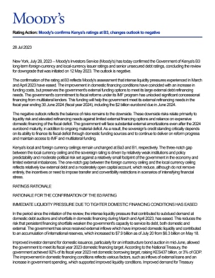 Rating Action: Moody's confirms Kenya's ratings at B3, changes outlook ...