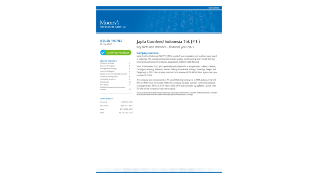 Japfa Comfeed Indonesia Tbk (P.T.) | Moody's Events